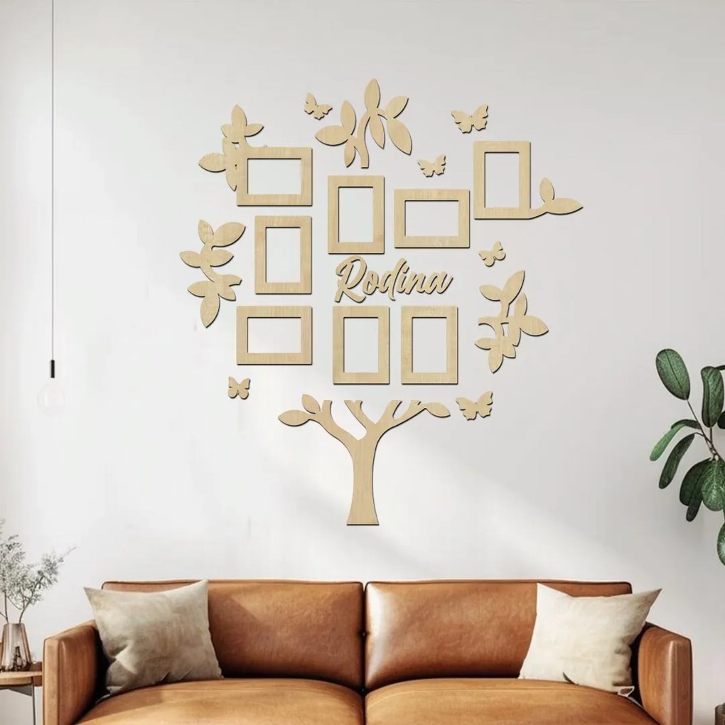 dřevo života Dřevěný fotorámeček na zeď FAMILY TREE Zvolte barvu dekoru: Javor, Velikost fotorámečků: 109x117