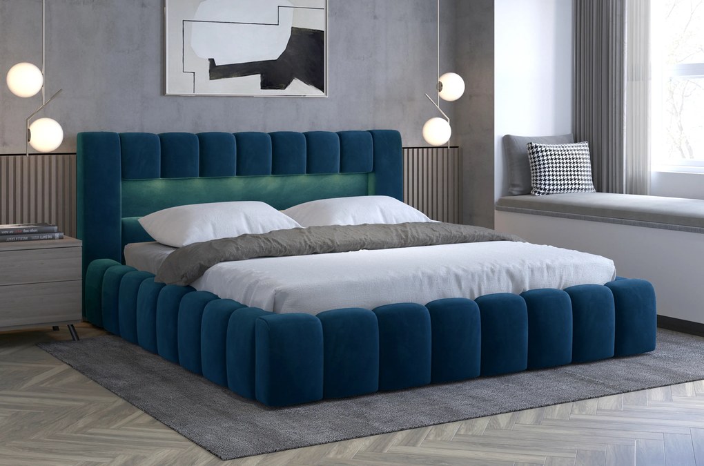Manželská postel LANCOME modrá
