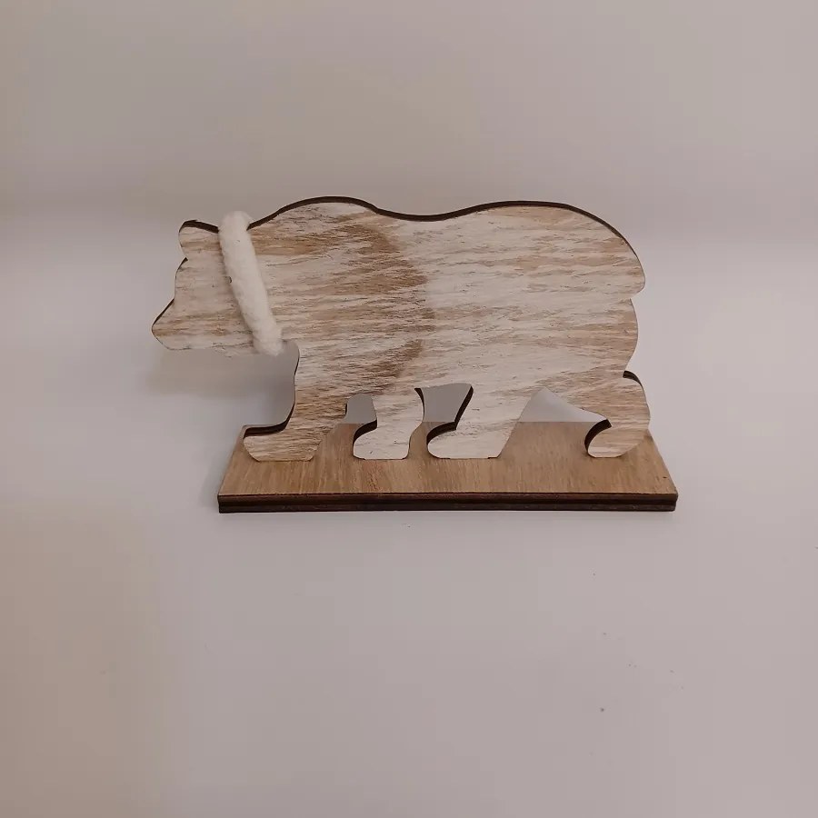 Dřevěná dekorace na stůl medvěd 15,2 × 4 × 9 cm, stojící