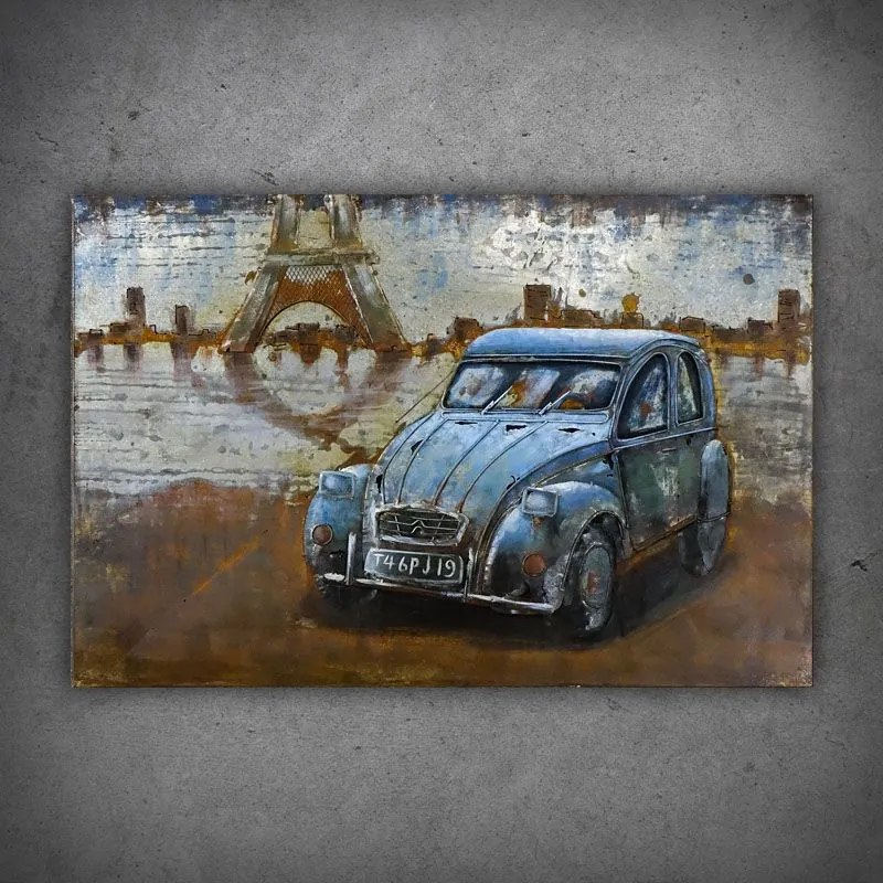 3D kovový obraz Loft Auto Retro 120x80 cm