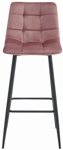 Set tří barových židlí ARCETO sametové růžové (černé nohy) 3 ks