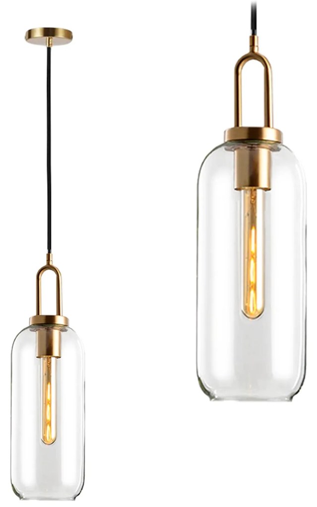 Toolight - Závěsné svítidlo ze skla 1xE27 60W APP442-CP, zlatá, OSW-05636