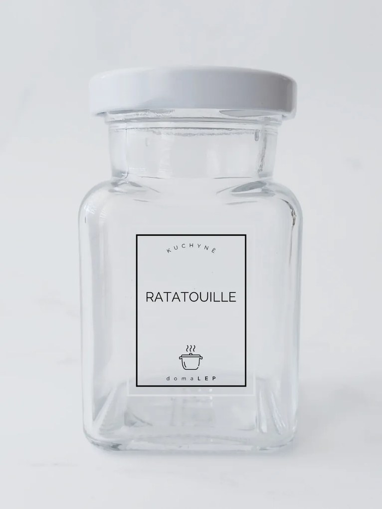 Samolepka na kořenky RATATOUILLE průhledná 3 × 4 cm základní písmo