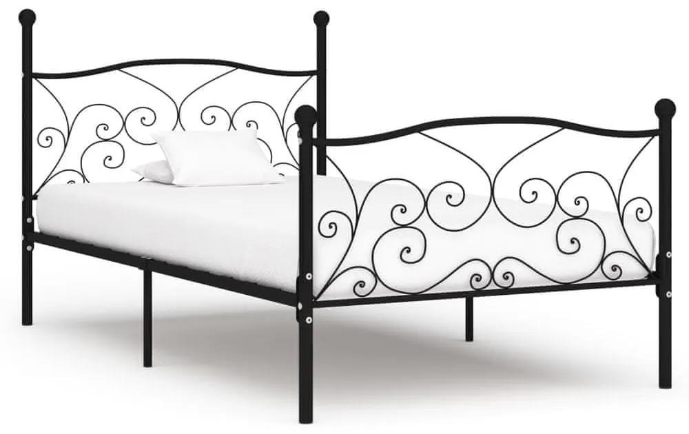 Petromila Rám postele s laťkovým roštem černý kov 100 x 200 cm