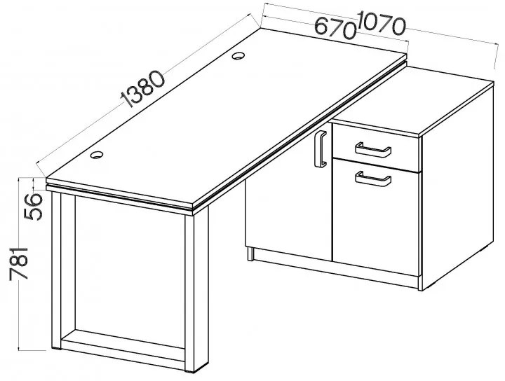 Falco Psací stůl s komodou Matylda 140 dub artisan