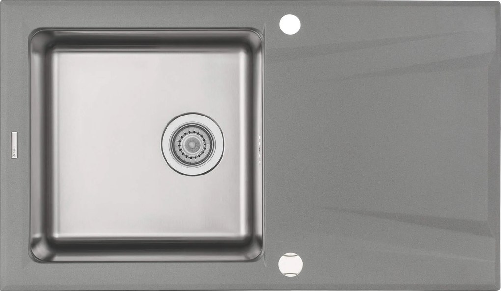 Deante Prime, granitově-nerezový dřez 860x500x220 mm, 3,5" + prostorově úsporný sifon, 1-komorový, šedá metalíza, ZSR_S113