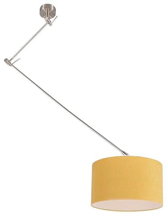 Závěsná lampa ocelová se stínidlem 35 cm žlutá nastavitelná - Blitz I.