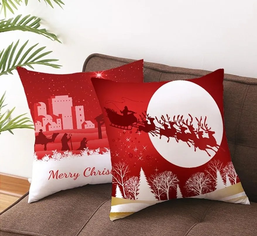 Povlak na polštář 3D Merry Christmas zelený
