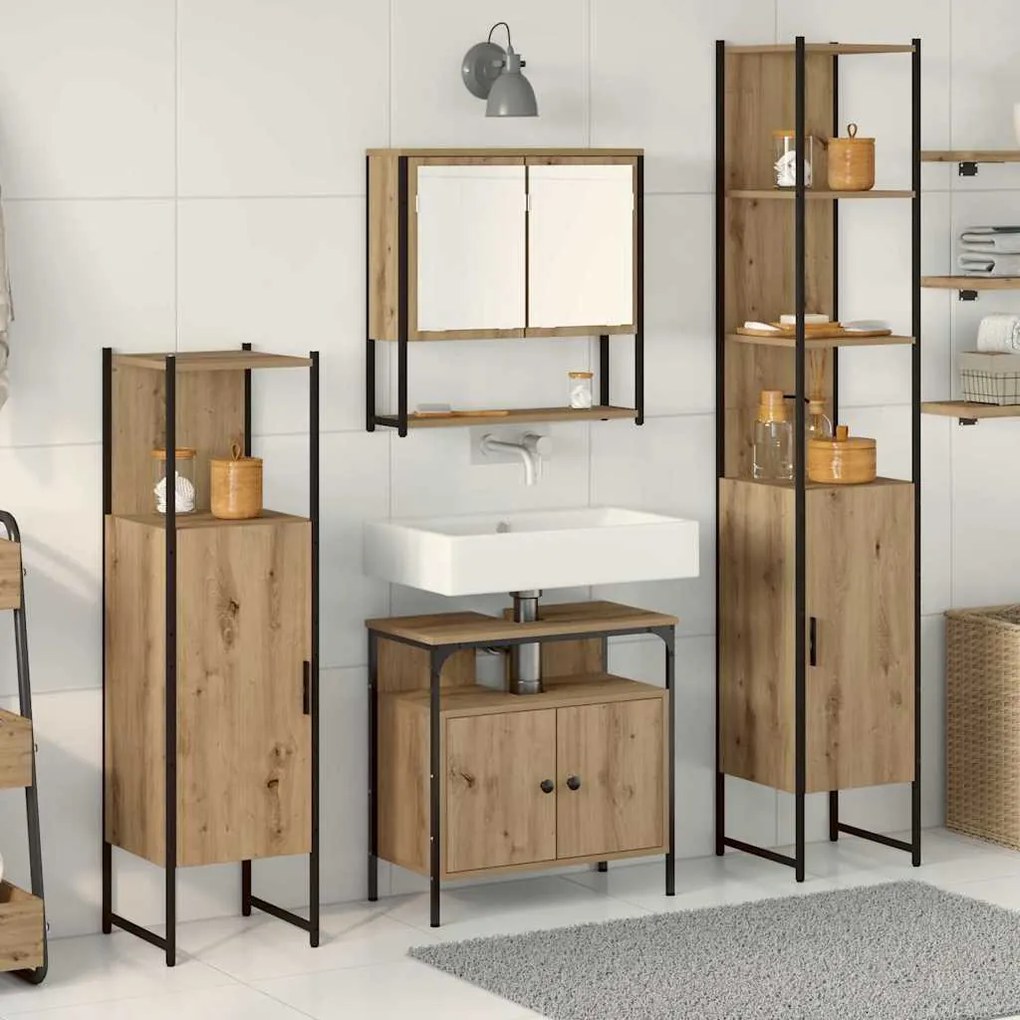 Sada koupelnového nábytku 4 ks Artisanový dub 3334407