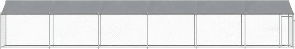 Klec pro psy se střechou a dvířky šedá 12x2x2m pozinkovaná ocel 3209572