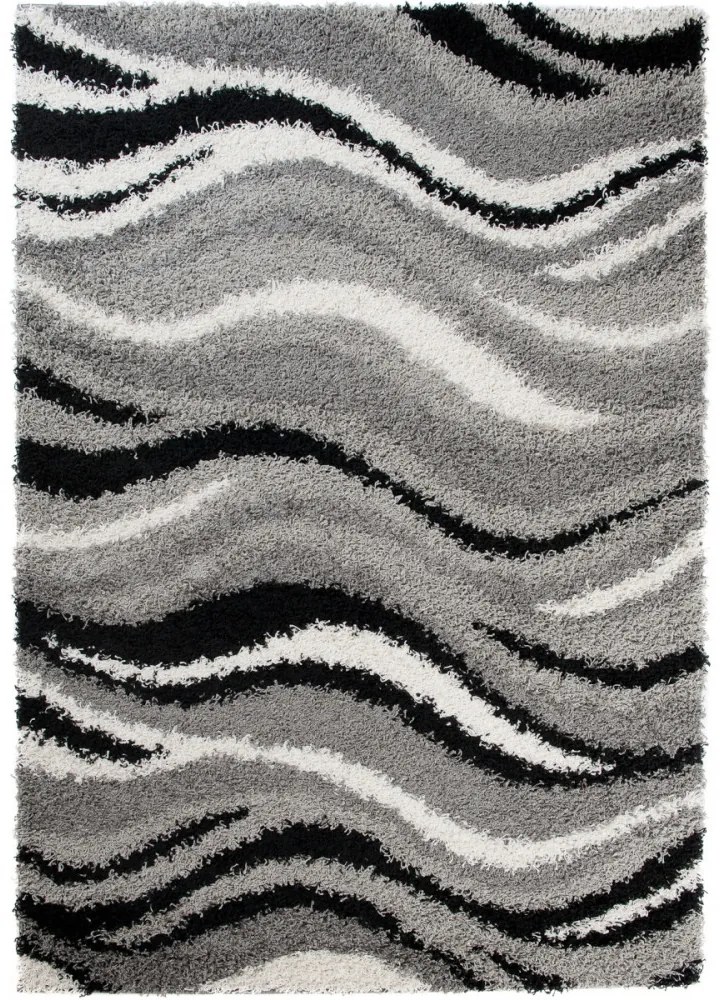 Kusový koberec Shaggy Vlny šedý, Velikosti 80x150cm