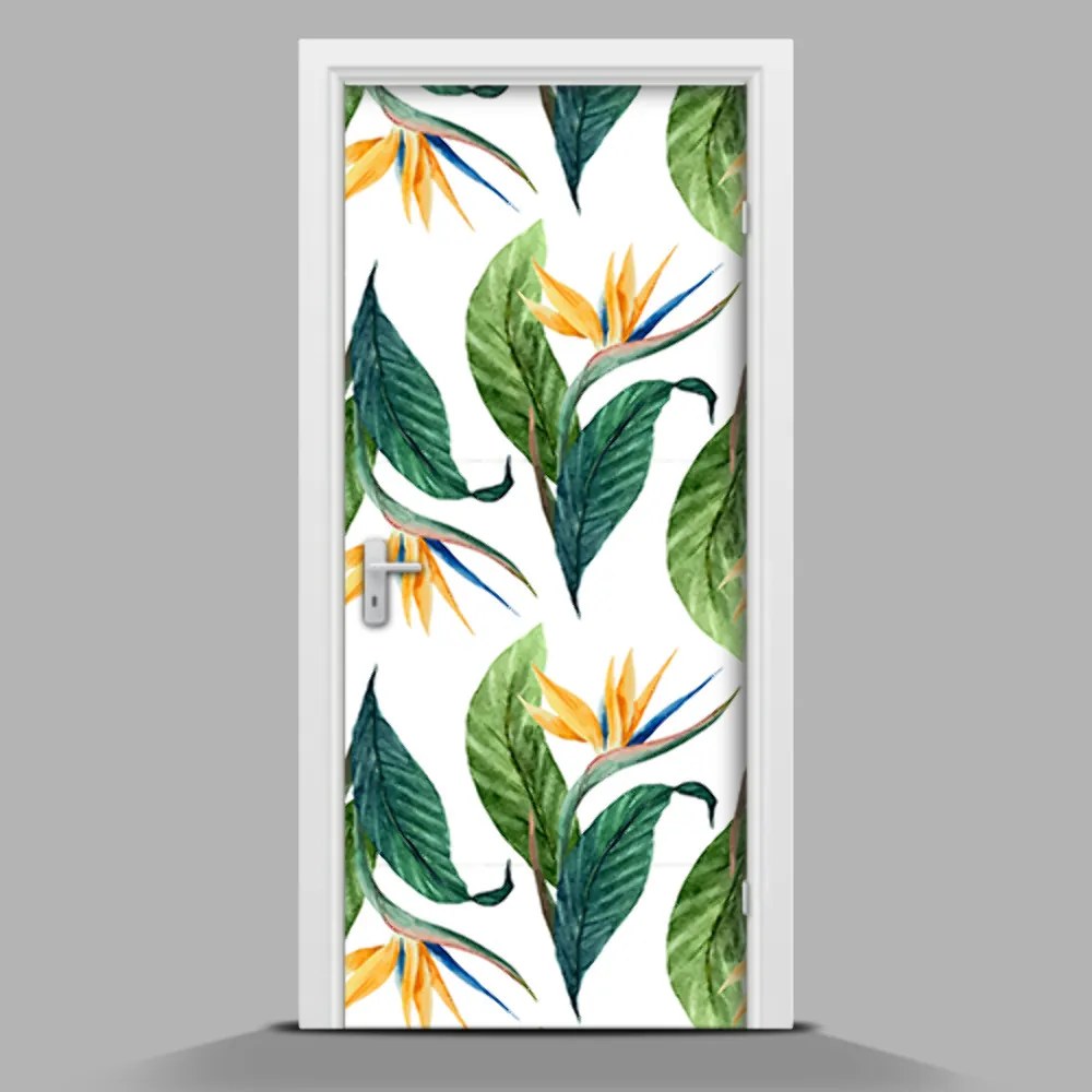 Wallmuralia Samolepící nálepka na dveře Tropické květiny 75x205