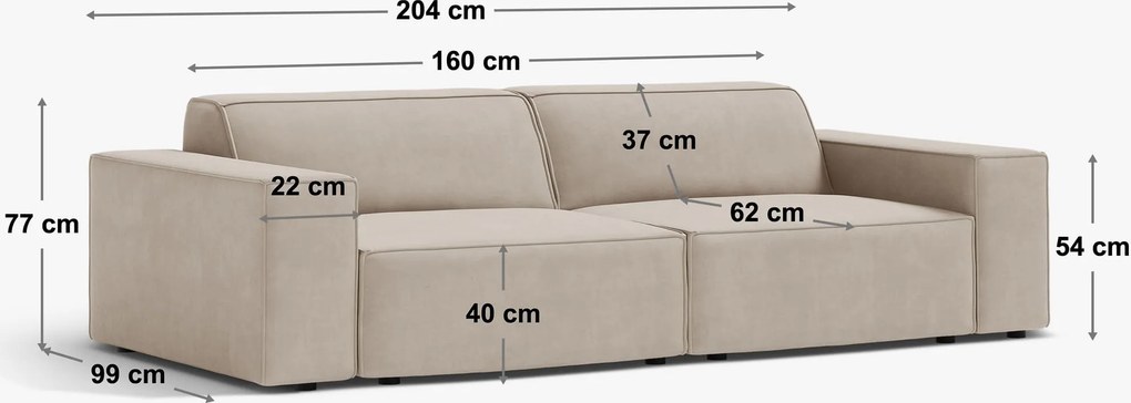 MUZZA Třímístná pohovka judy 204 cm modrá