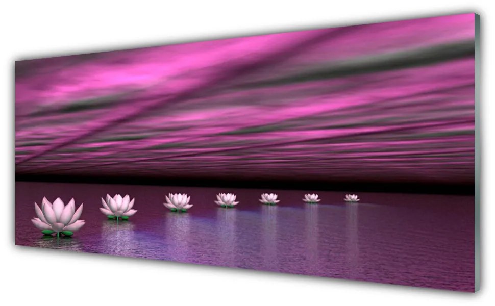 akrylový obraz Květiny Voda Rostlina Příroda 125x50 cm