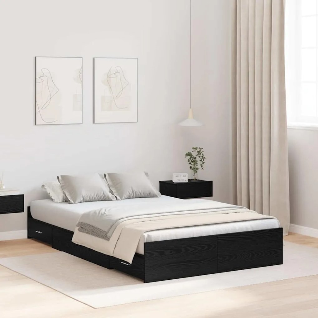 Rám postele s úložným prostorem s čelo Černý dub 120 x 200 cm 3335302