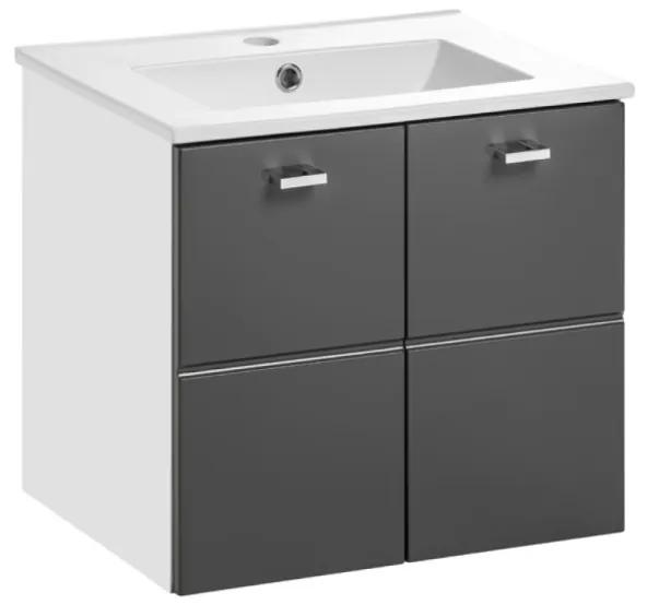 MAXIVA Závěsná skříňka pod umyvadlo - FINKA 823 grey, bílá/lesklý grafit