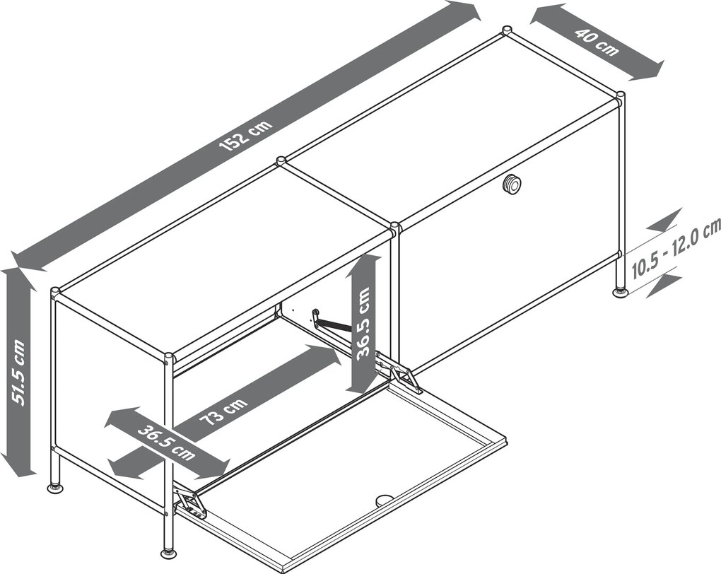 Tchibo - Nízká kovová skříňka »Cn3« s výklopnými dvířky - barva: hnědá