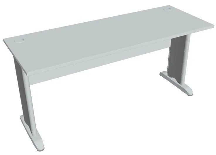 Stůl pracovní rovný 160 cm hl. 60 cm - Hobis Cross CE 1600 Dekor stolové desky: šedá, Dekor lamino podnože: šedá, Barva nohou: Stříbrná