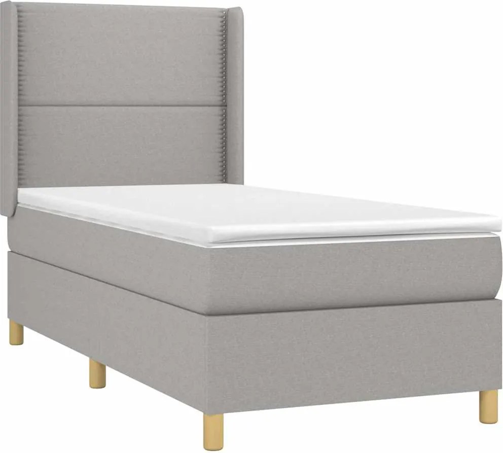 Box spring postel s matrací světle šedý 100 x 200 cm textil 3131889