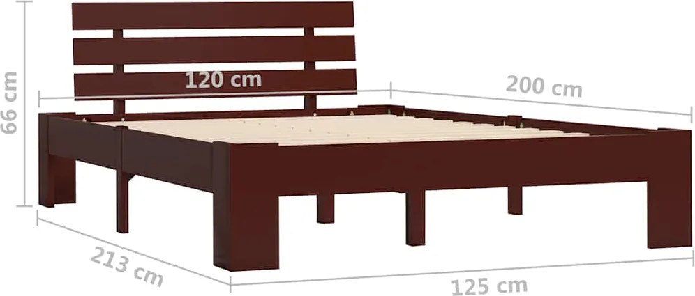 Rám postele tmavě hnědý masivní borovice 120 x 200 cm 283174
