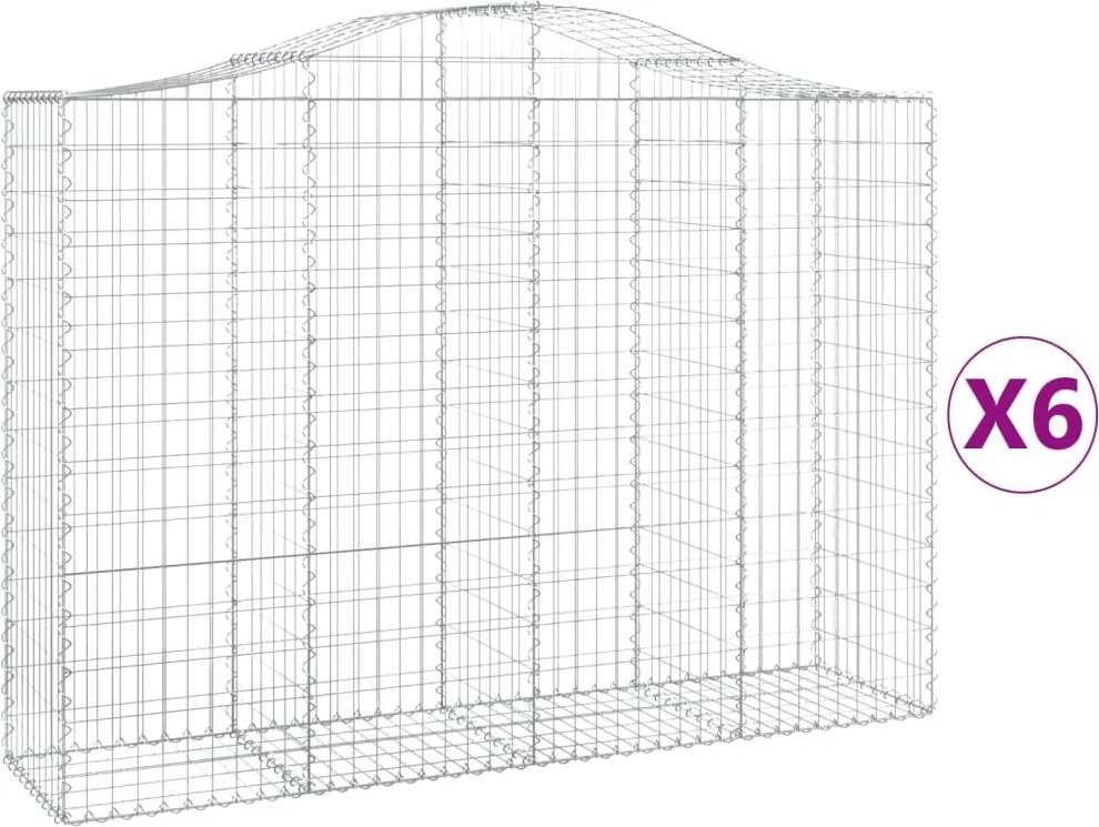 Klenuté gabionové koše 6 ks 200x50x140/160cm pozinkované železo 3145686