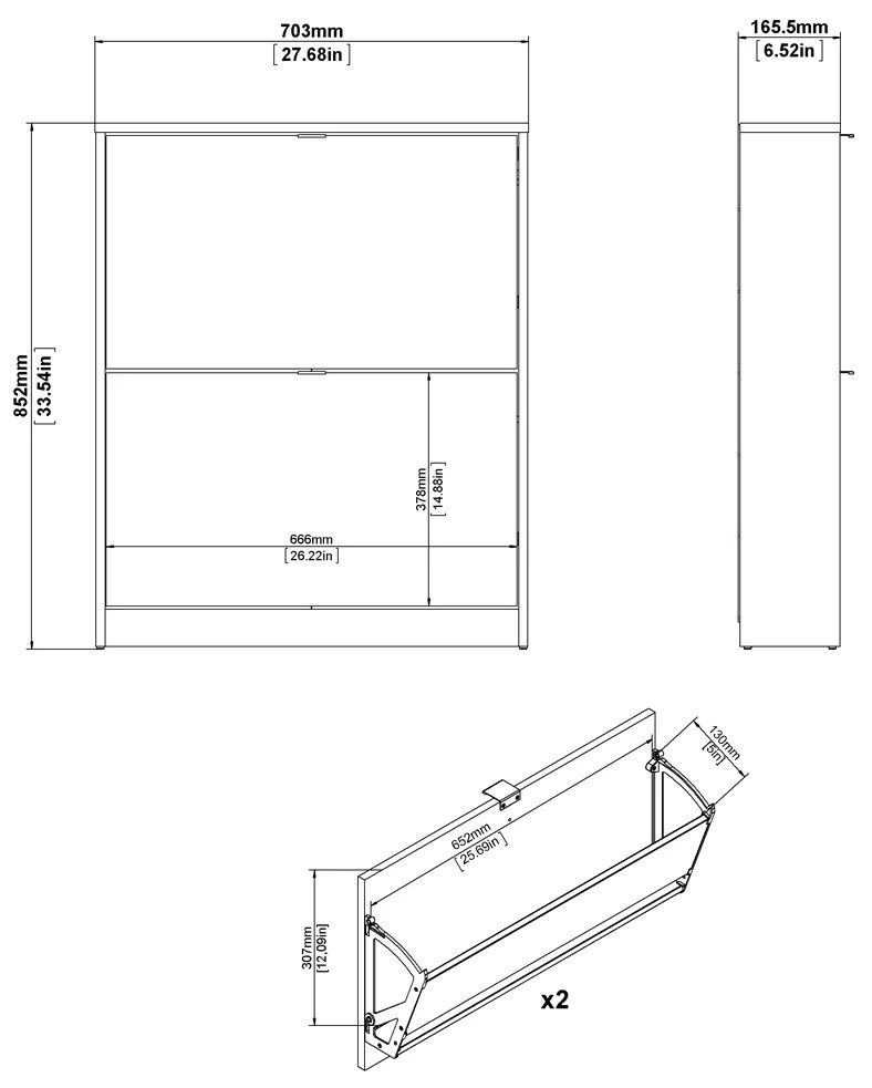 Botník Modulo - 85 x 70 x 16,5 cm | bílý