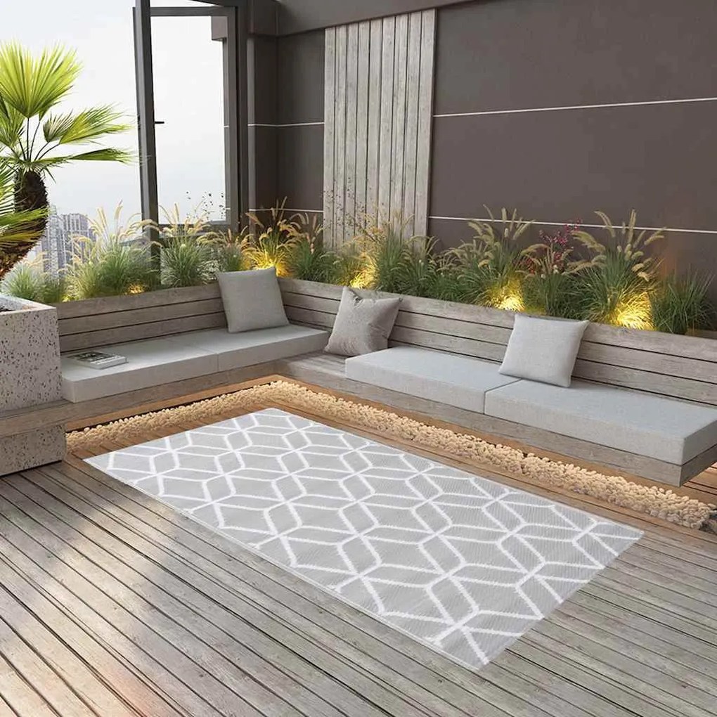 vidaXL Venkovní koberec ARAKIL 190 x 290 cm PP [317001] Barva: Černá a šedá