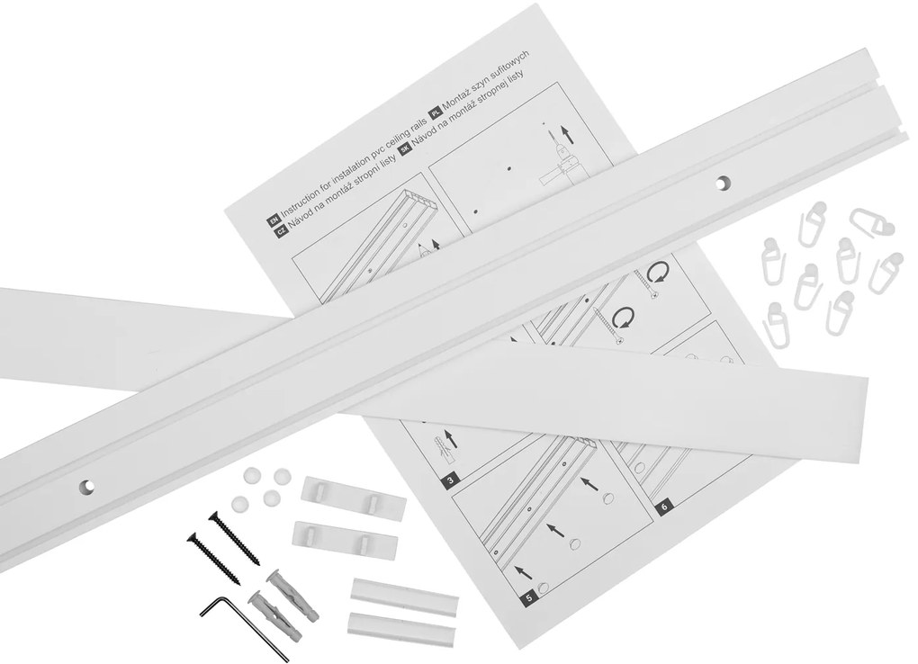 Dekodum Stropní kolejnice z PVC dvouřadá bílá s krytem Délka: 400 cm, Typ přichycení: žabky
