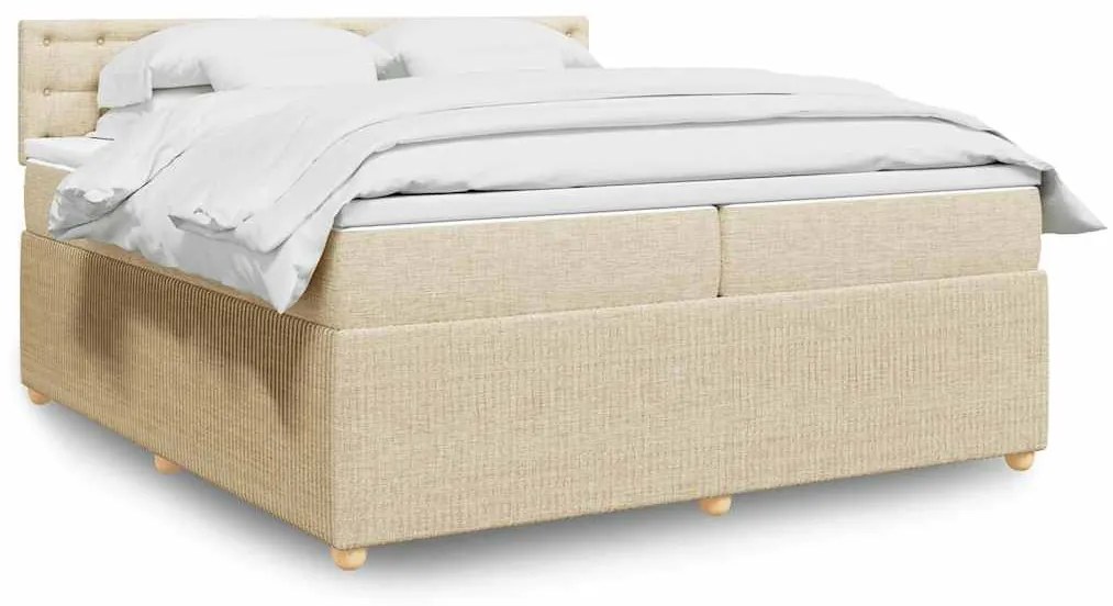 Box spring postel s matrací krémová 200x200 cm textil 3287582