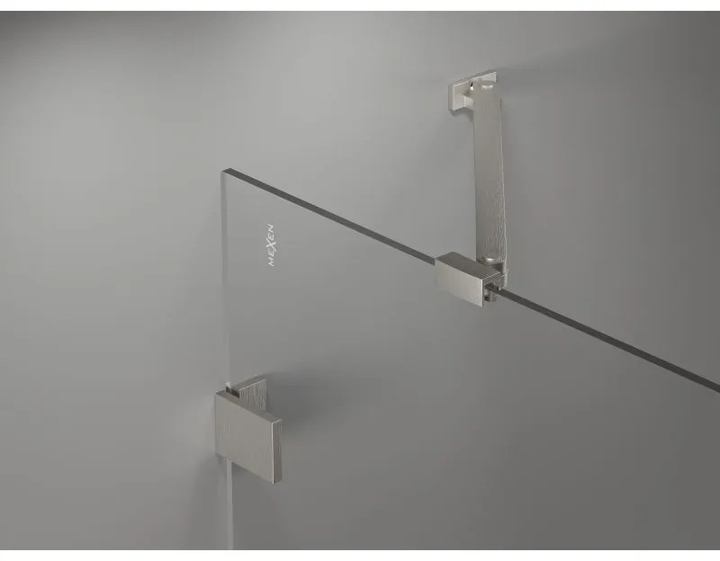 Mexen Lunar, pravostranný výklopný sprchový kout 85 x 80 cm, 8mm čiré sklo, ocelový profil, 834-085-080-97-00-P
