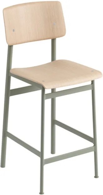 Muuto Barová židle Loft 65 cm, dusty green/oak