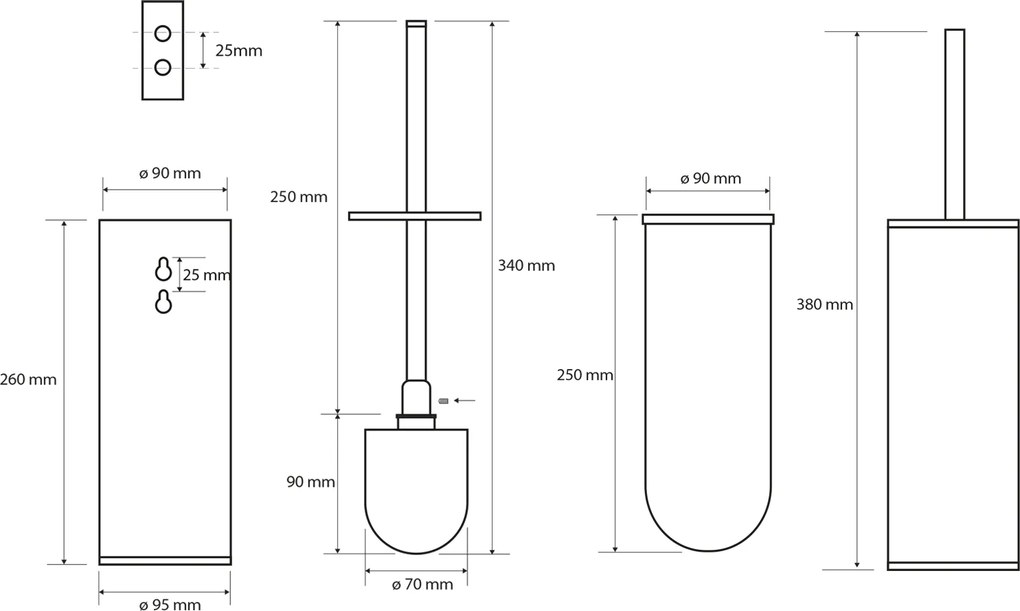 Sapho Sapho, X-STEEL WC kartáč závěsný/na postavení, nerez mat, XS300