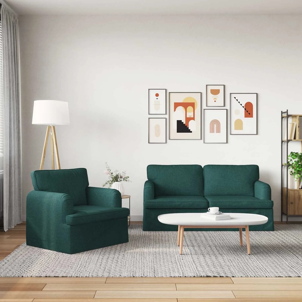Set pohovek 2 ks Tmavě zelená textil 3407563