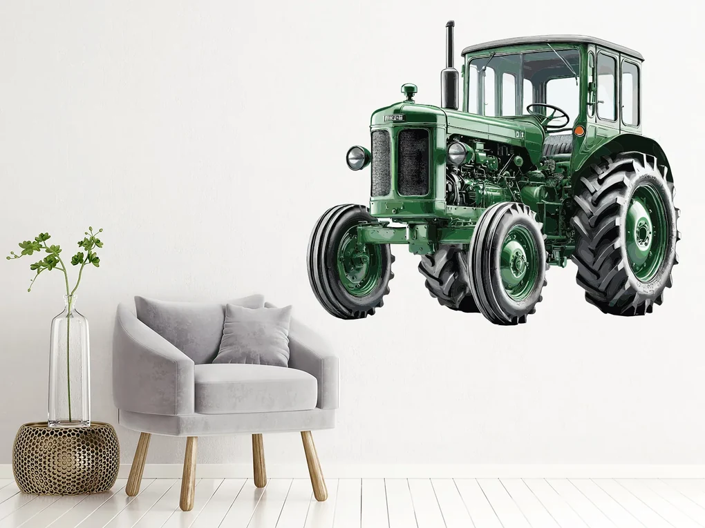 Retro traktor samolepka na zeď arch 100 x 82 cm | BIANO