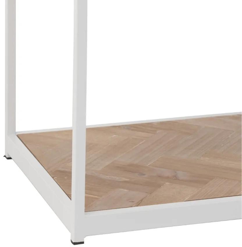 Dřevěný konferenční stolek J-line Zigtem 150 x 40 cm s bílou konstrukcí