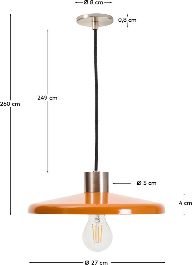 Oranžové závěsné svítidlo s kovovým stínidlem Nuvira – Kave Home