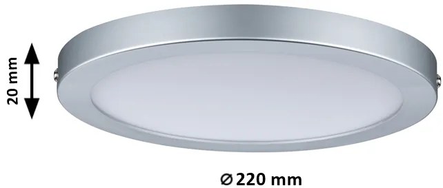 Paulmann 70864 Atria, stropní LED svítidlo, 18,5W LED 2700K stmívatelné, matný chrom, prům. 22cm