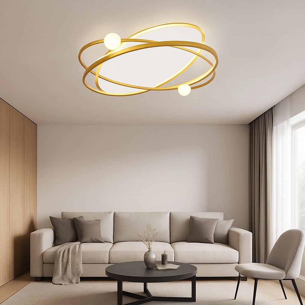Toolight Toolight, LED stropní svítidlo + dálkové ovládání APP1059-C, bílá-zlatá, OSW-08885