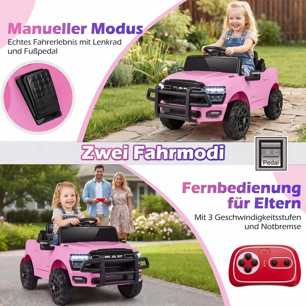 Costway 12 V dětské elektrické autíčko RAM 3500 s 2 25 W motory