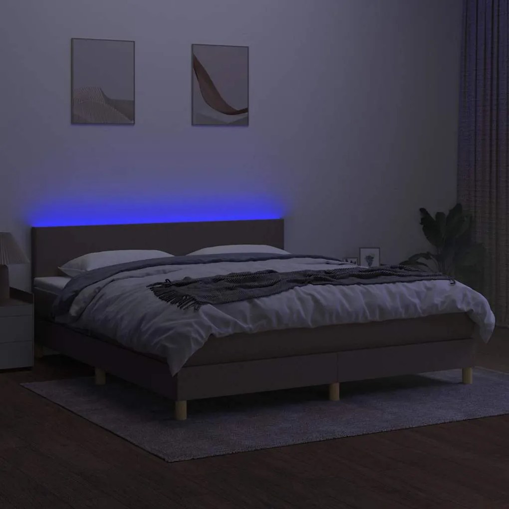 Box spring postel s matrací a LED taupe 180x200 cm textil 3133577