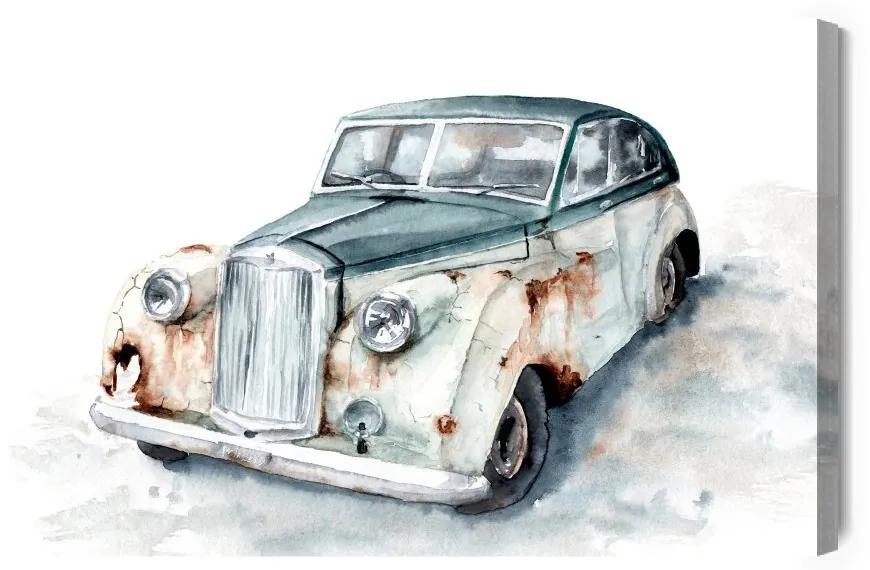 Obraz Staré Auto Malované Akvarelem Nedostatek Nedostatek Přírodní plátno 100x70
