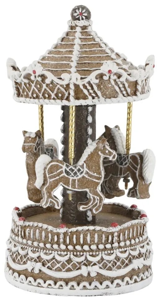 Perníková hrací skříňka kolotoč s koníky Gingerbread Noël - Ø 11,5*21,5 cm