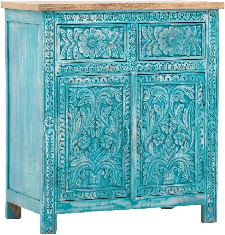 furniture-nabytek.cz - Masivní komoda Santoro z mangového dřeva, modrá, lakovaná