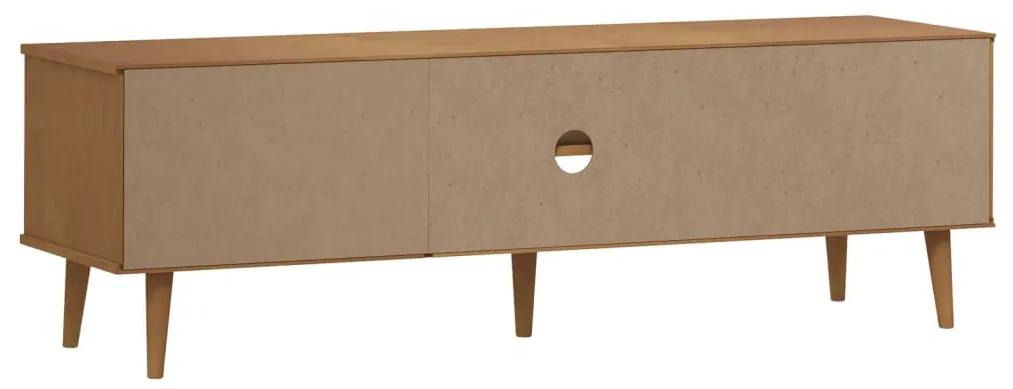 TV stolek MOLDE hnědý 158 x 40 x 49 cm masivní borové dřevo - Default Title