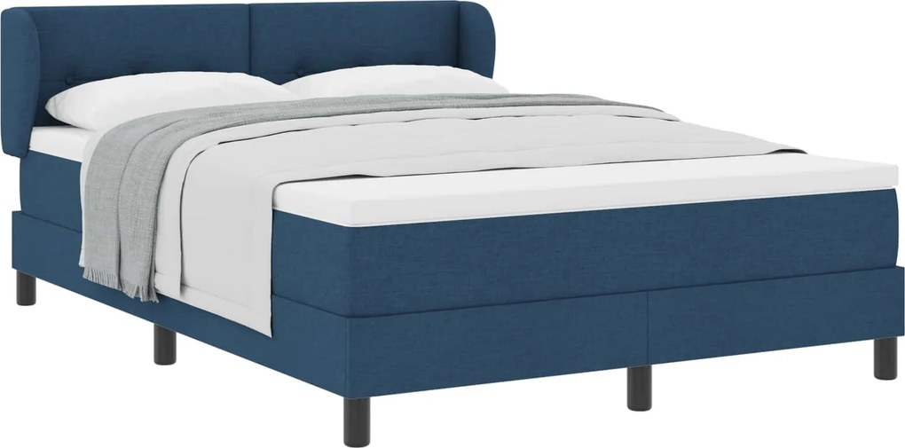 Postel s boxspringem s čelo Modrá 160 x 200 cm textil 3340037