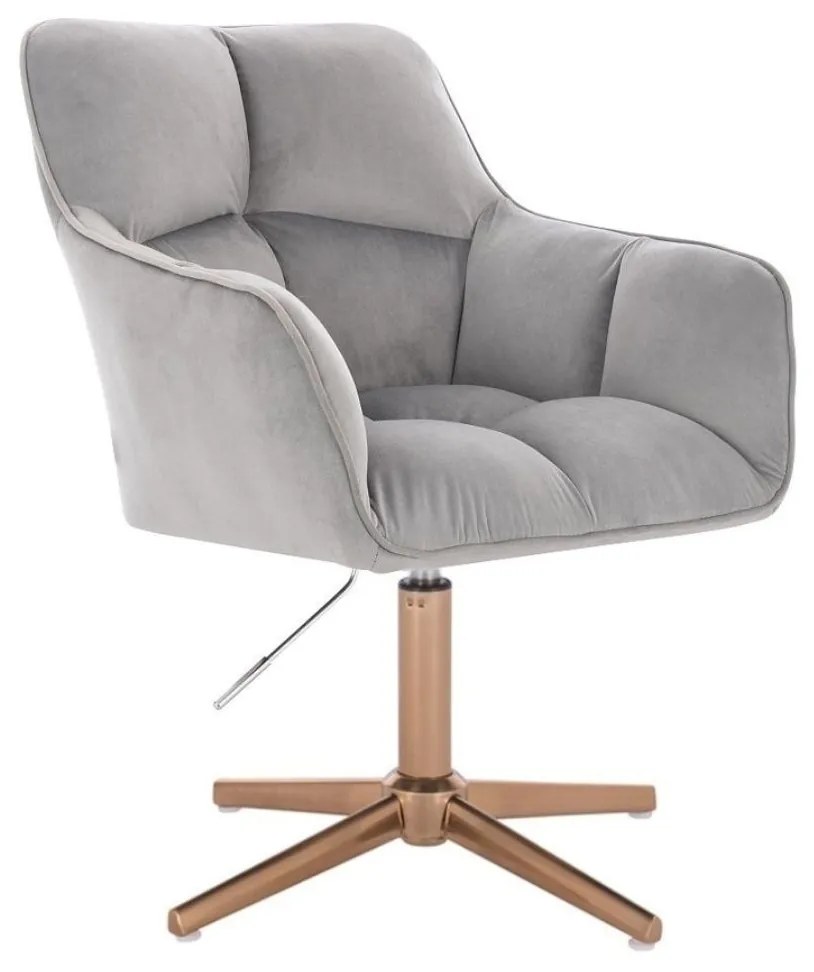 LuxuryForm DESIGN Otočné křeslo AMALFI VELUR na zlatém kříži - světle šedé