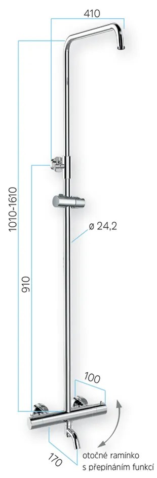 Mereo Mereo, Termostatická nástěnná vanová baterie s hadicí, ruční a talířovou hranatou sprchou 225x225mm, CB60101TSB