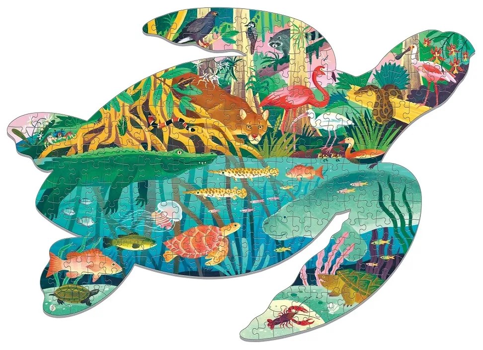 Mudpuppy Puzzle Mokřady ve tvaru želvy 300 dílků