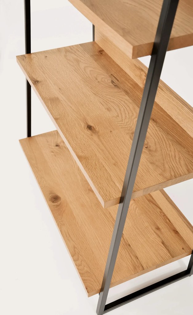 Knihovna Indus 90 cm z masivu dub přírodní/grafit