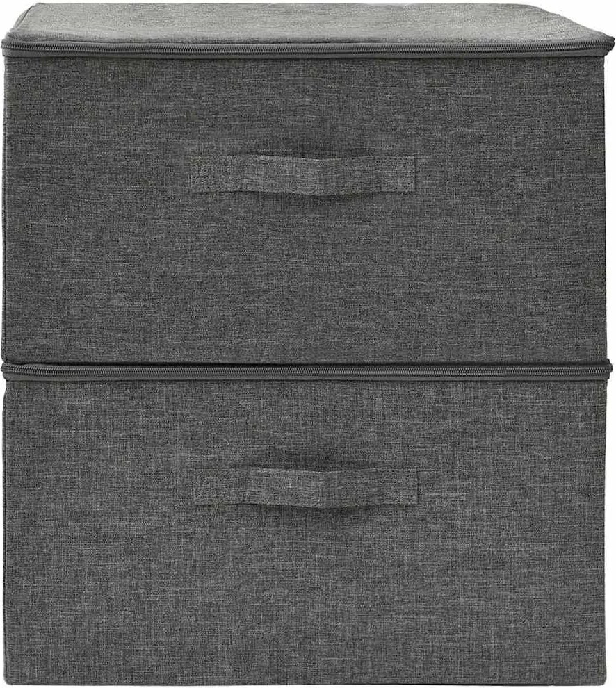 Úložné boxy 2 ks textil 43 x 34 x 23 cm antracitové 332909